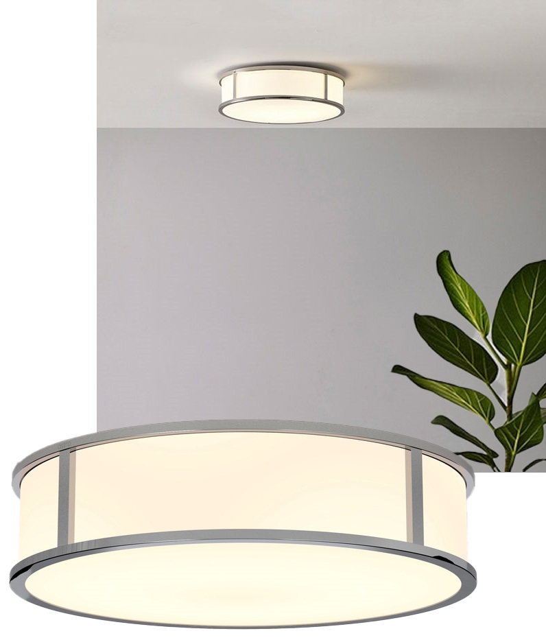 Art Deco Round Framed Opal Glass LED Bathroom Flat Ceiling or Wall ...