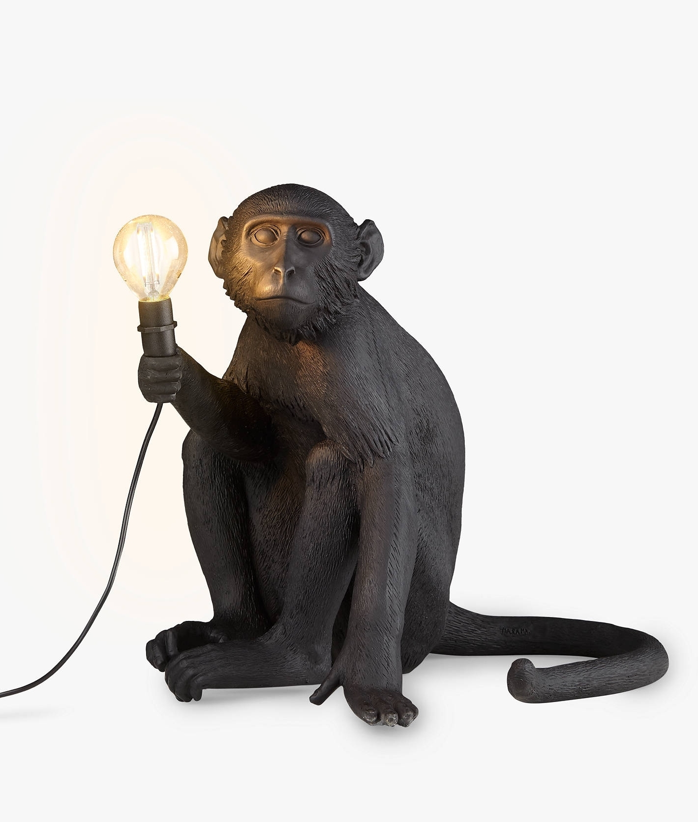 Black Sitting Monkey Table Light complete with LED Lamp for Exterior
