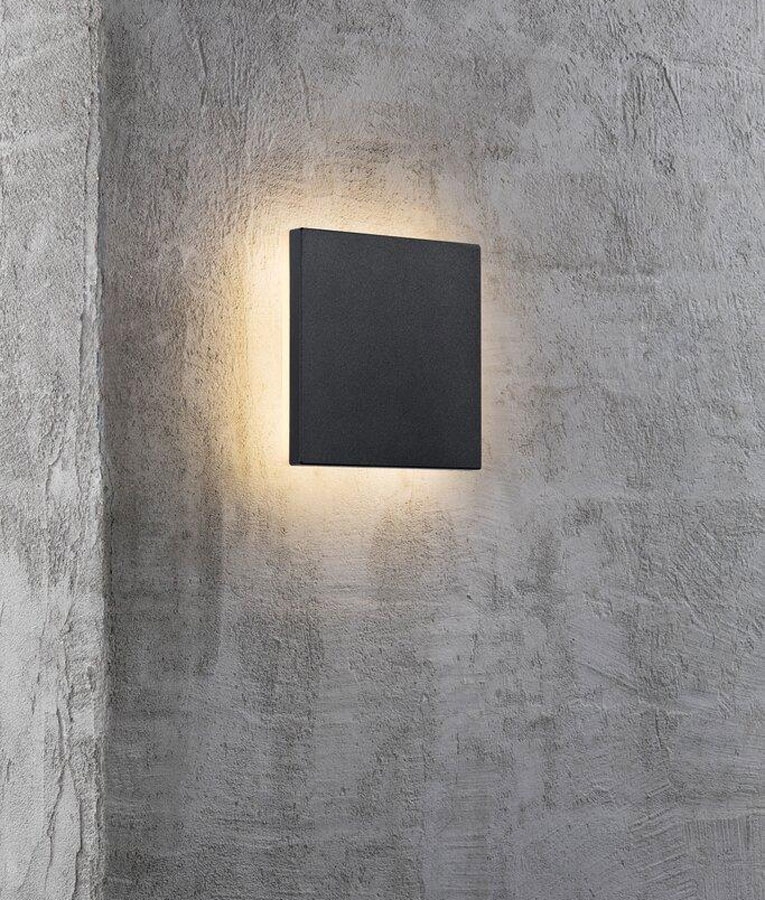 Exterior Square Backlit LED IP44 Square Wall Light - Black