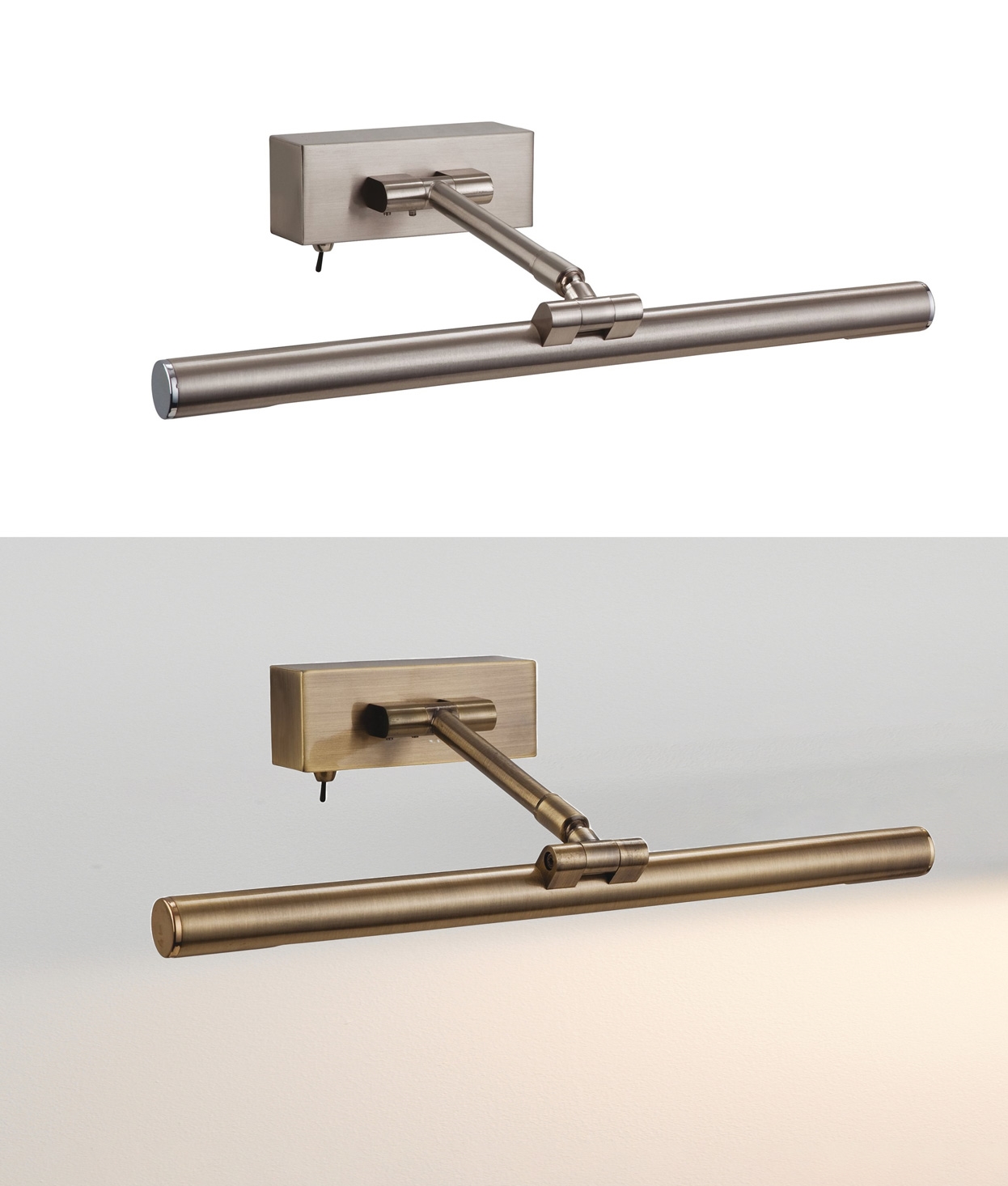 Contemporary LED Picture Light - Brushed Steel or Antique Brass