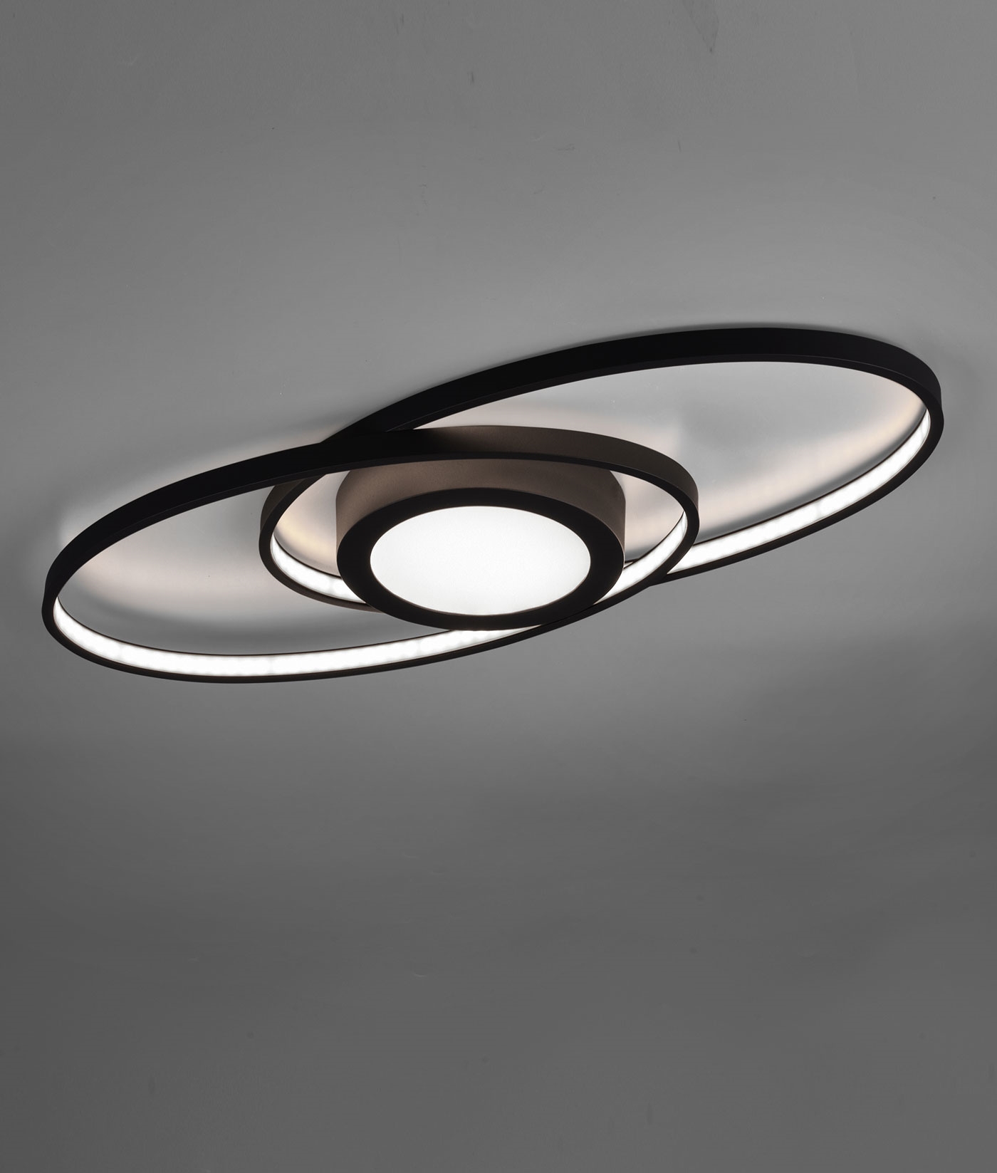 Black Flush Mounted Oval Ceiling Light - LED and Dimmable