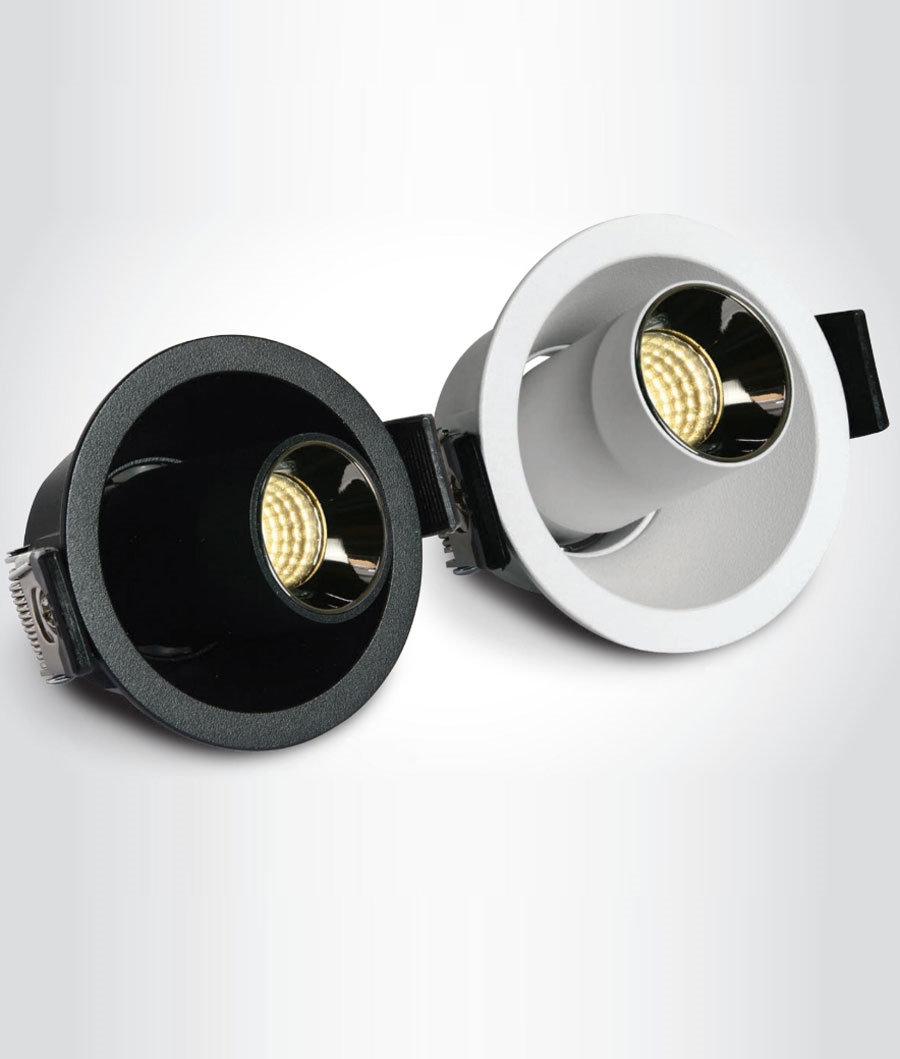 Wallwashing Recessed Cylinder Downlight with LED COB - White or Black