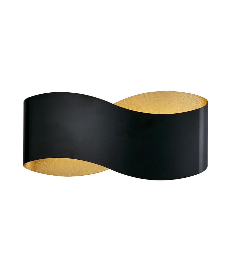 LED Wavy Design Black and Crackled Gold Wall Light