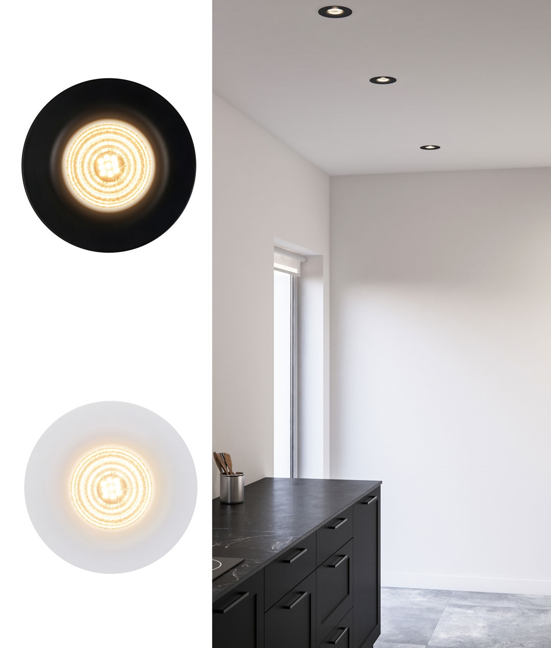 Circular White or Black LED Low Glare Recessed Downlight