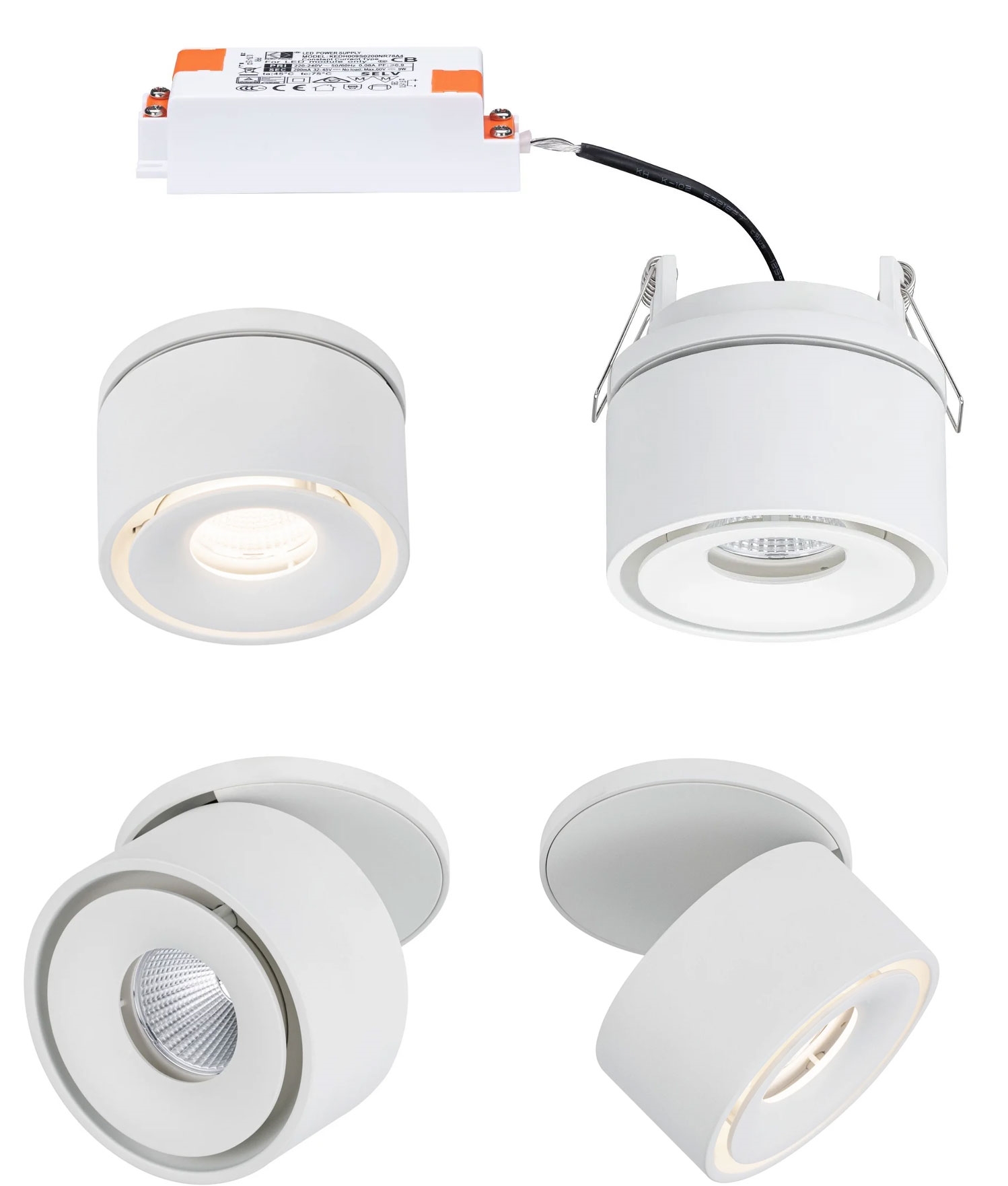 Swivel LED Spotlight - Semi-Recessed & 3 Finishes