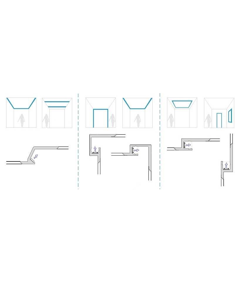 Recessed Reveal Lighting Profile for Alcoves and Step Walls