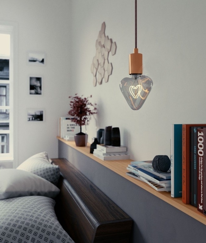 Heart Shape Light Bulb - E27 LED Filament - Red or Smoky Grey