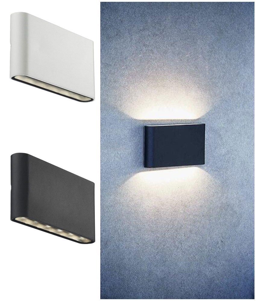 Black or White LED Slim Exterior Wall Light Width 175mm