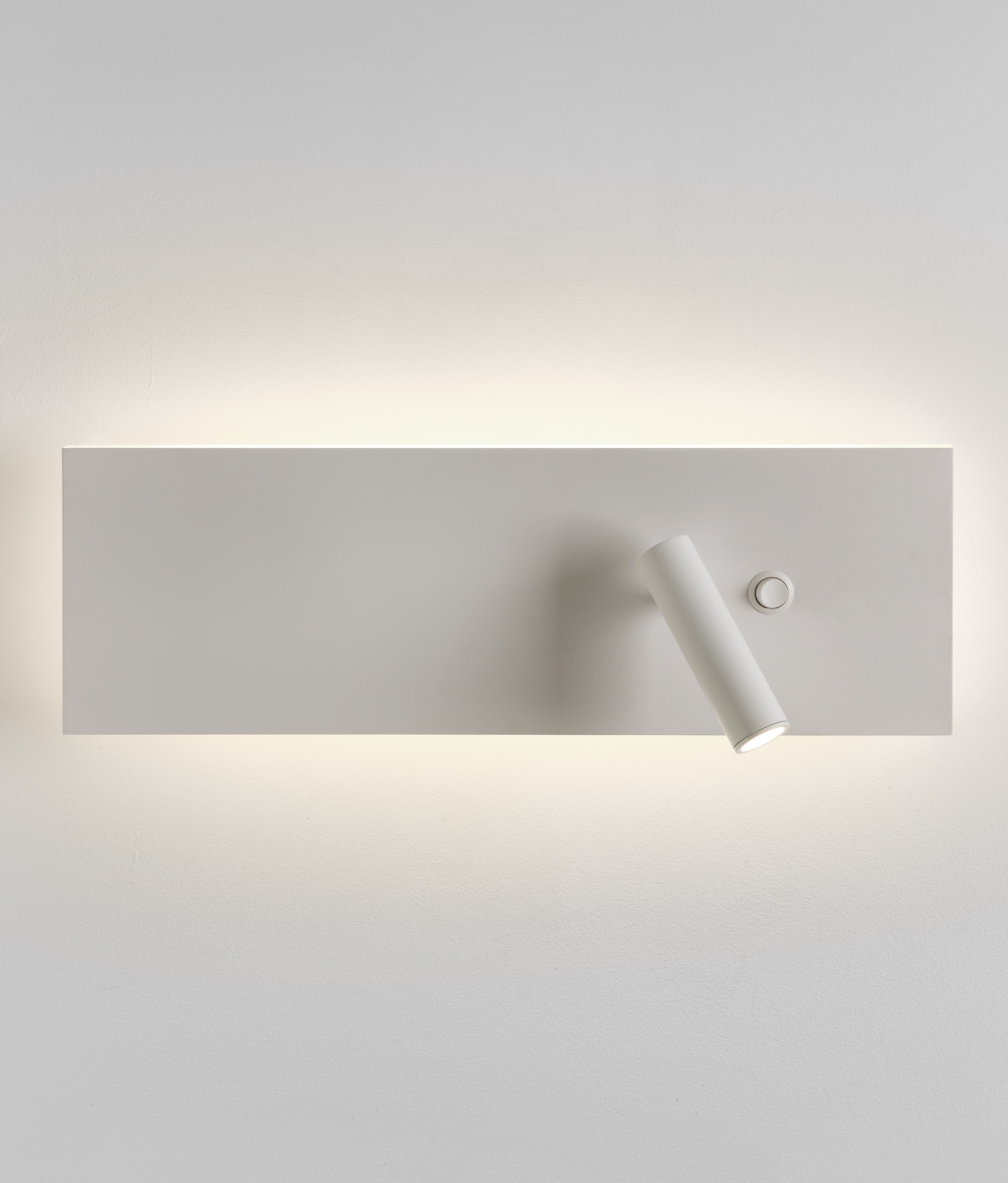 White LED Backlit Rectangular Bedside Wall Light with Adustable Reading ...