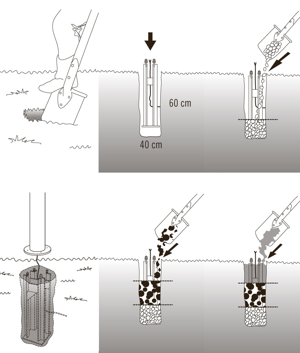 Exterior IP54 Raw Galvanised Lamppost Height 2250mm