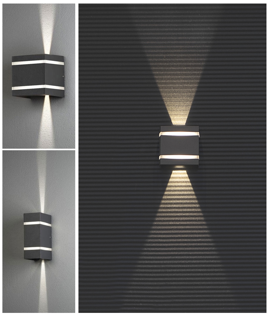 Adjustable Beam LED Up and Down Black Exterior Wall Light - 2 Options