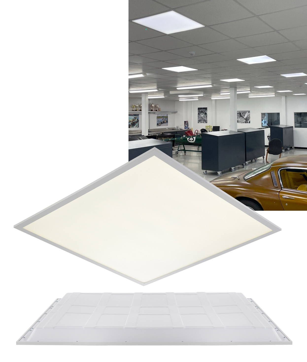 LED Slim Panel Lights UGR19 Compliant, TPa rated with emergency options ...