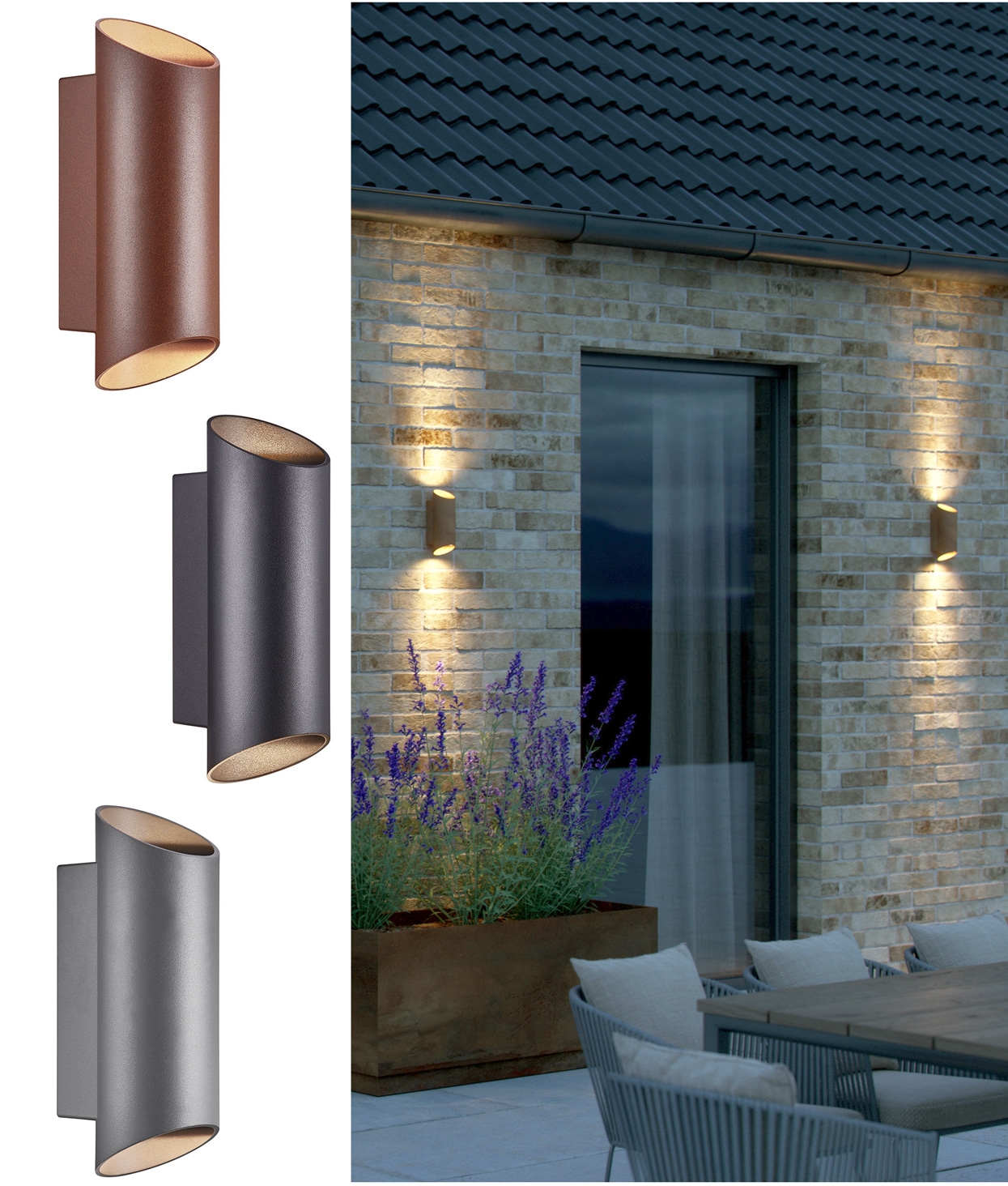 Architectural Outdoor Bi-Directional Wall Lamp - Upward & Downwards Light
