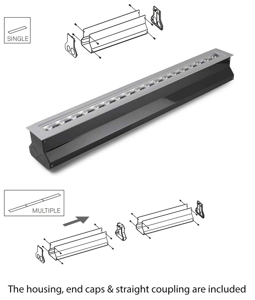 Linear Inground LED Uplight for Architectural Lighting use inside or out