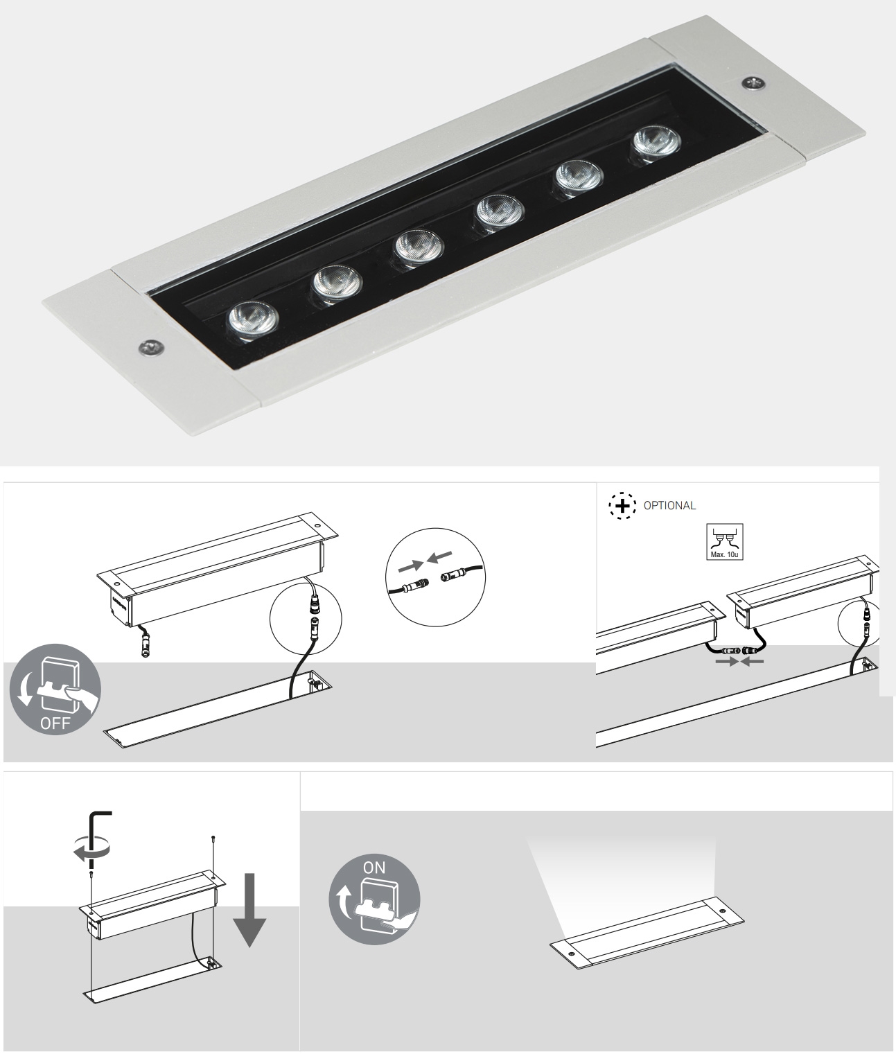 Linear Inground LED Uplight for Architectural Lighting use inside or out