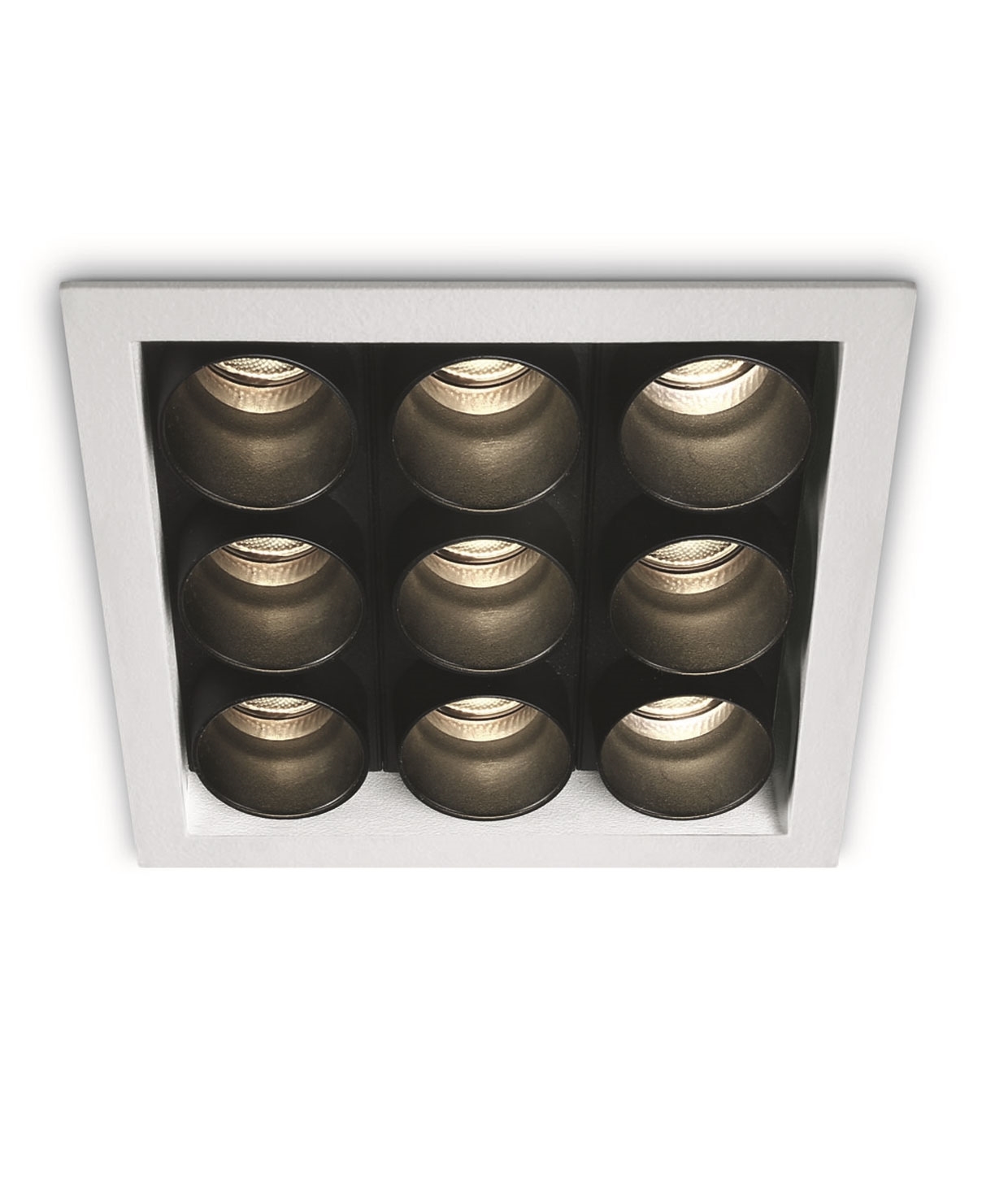 Low Glare Controlled Beam Downlight - Square Bezel in Black or White