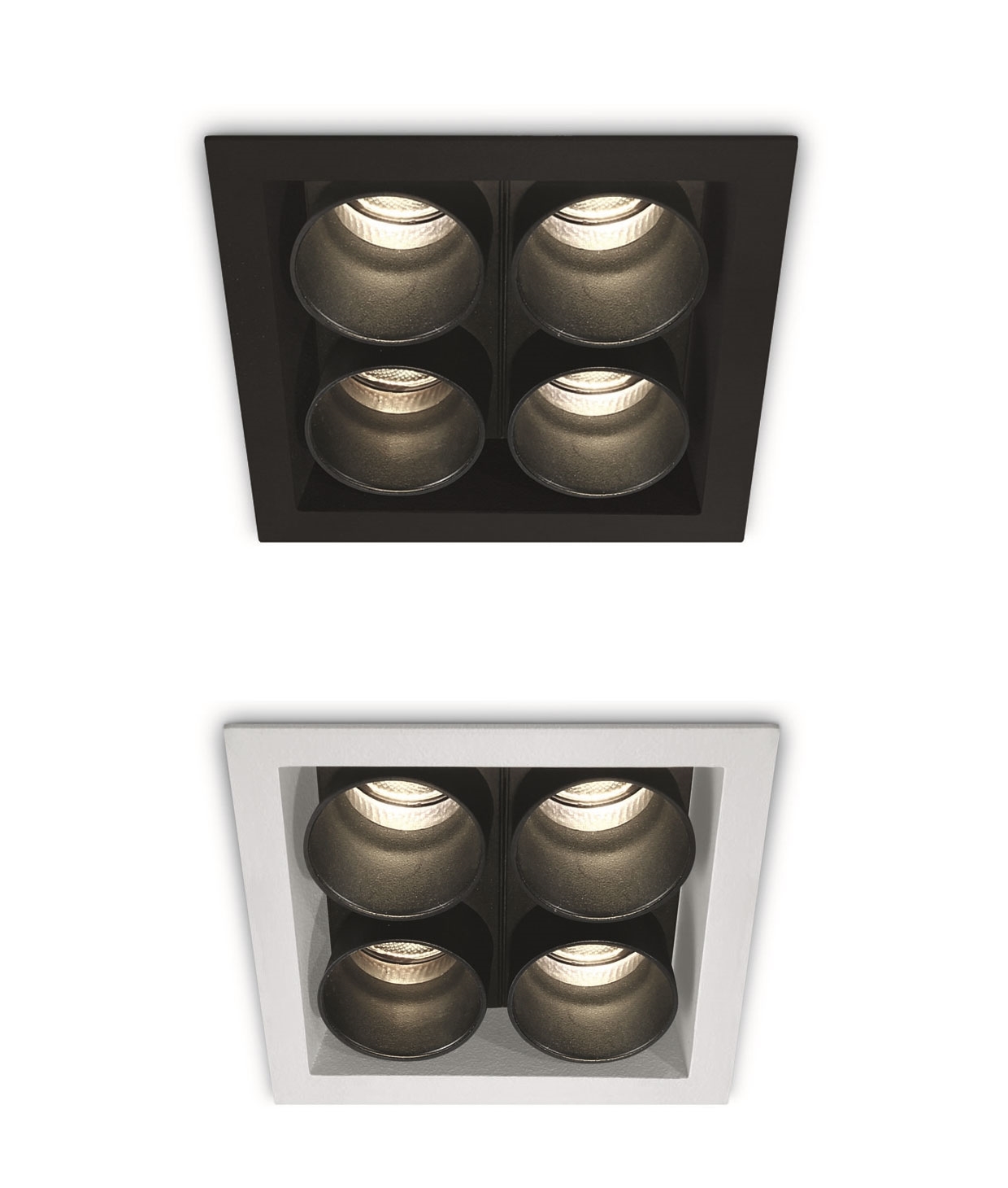 Low Glare Controlled Beam Downlight - Square Bezel in Black or White