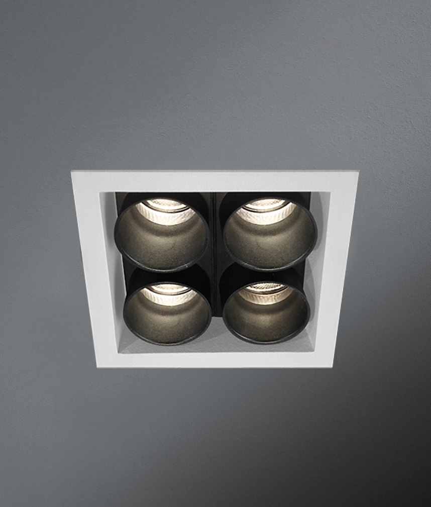 Low Glare Controlled Beam Downlight - Square Bezel in Black or White