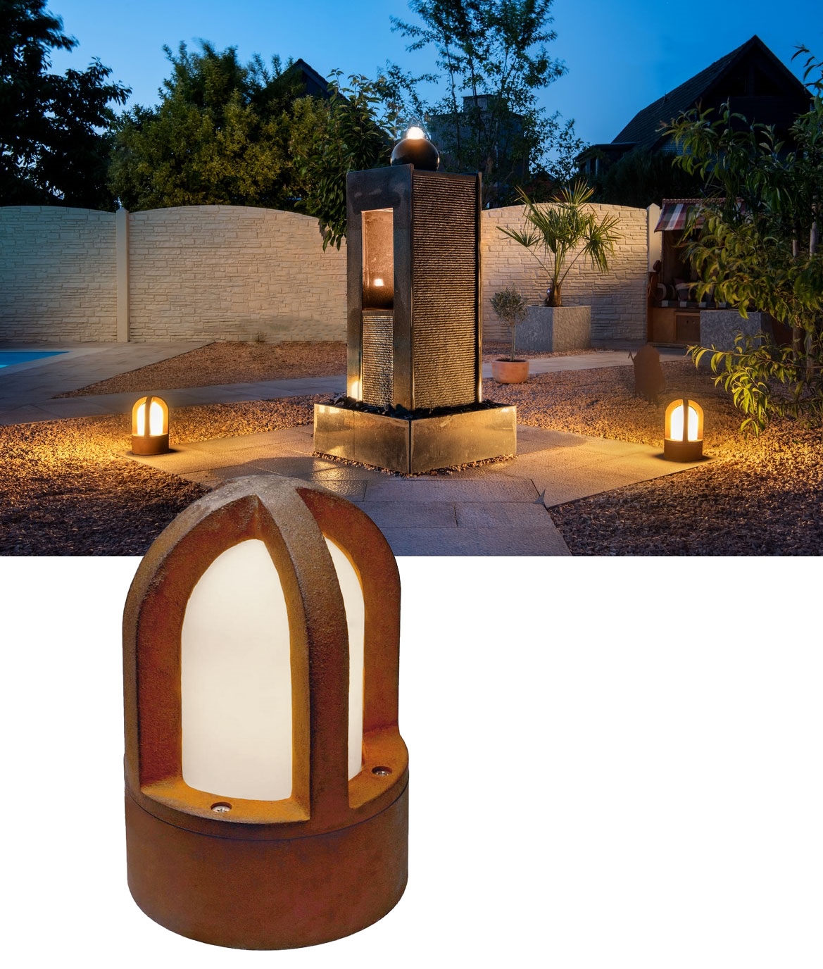 Rusty Weathering Steel Low Level Light - a miniature bollard