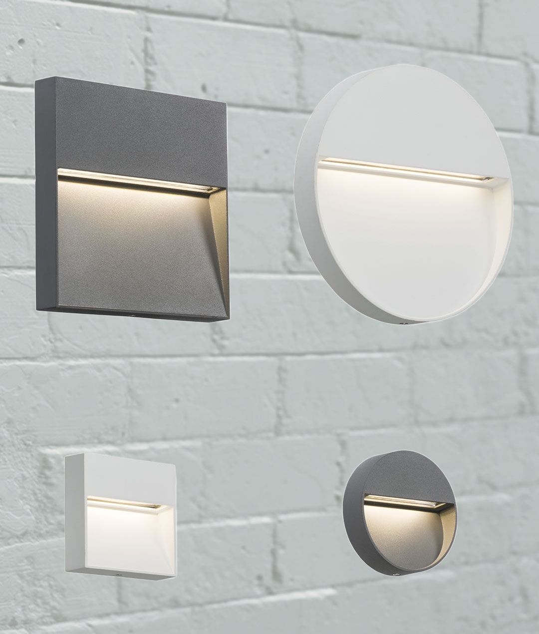 Surface-Mounted LED Guide Wall light, Round or Square 2 or 4 Watts