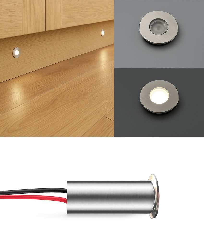 LED Plinth Light Kit – Stainless Steel, 4 Heads, Expandable to 10