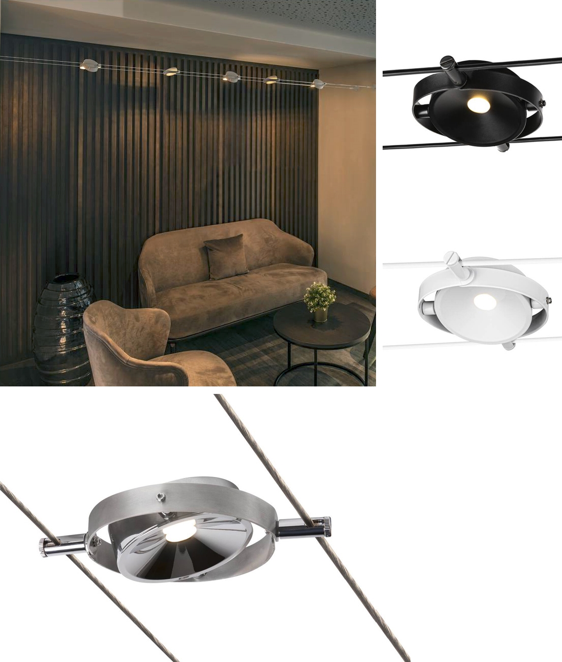 Gimbal Adjustable LED Spotlight – 6W, 360 Lumens for 12v Tension Wire ...