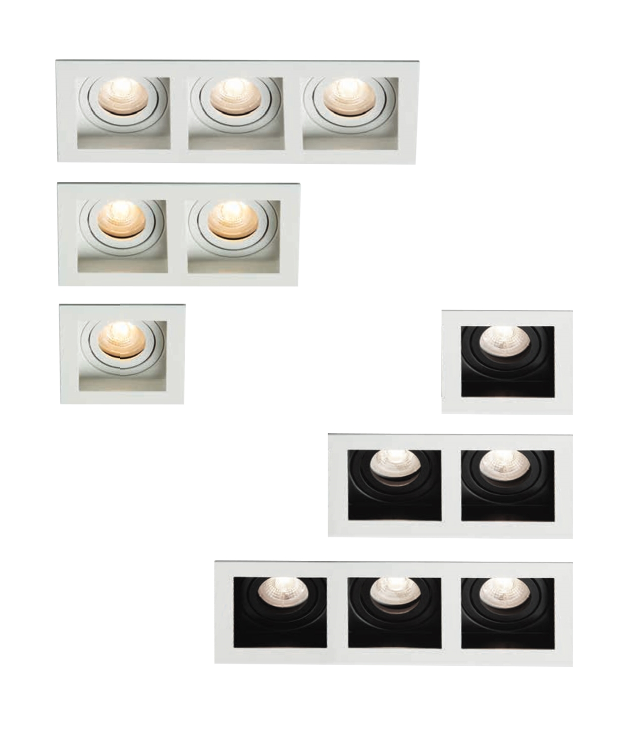 Adjustable Modular Downlights in White and White with Black