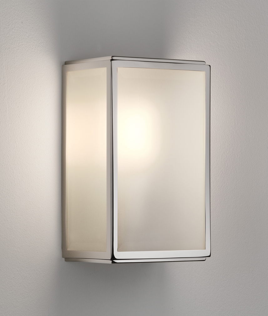 Contemporary Framed Outdoor Wall Lantern with PIR Sensor - Frosted Glass