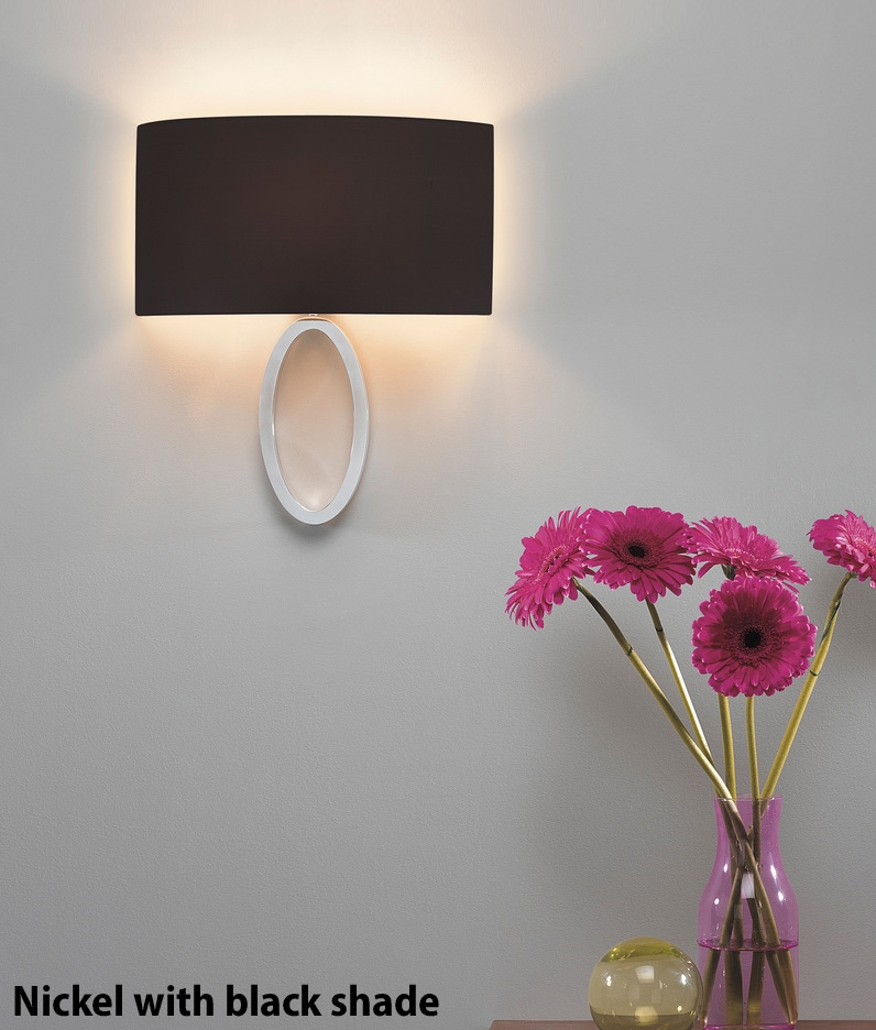 Shallow Projection Wall Light - Wrap-Around Fabric Shade and Zero Glare