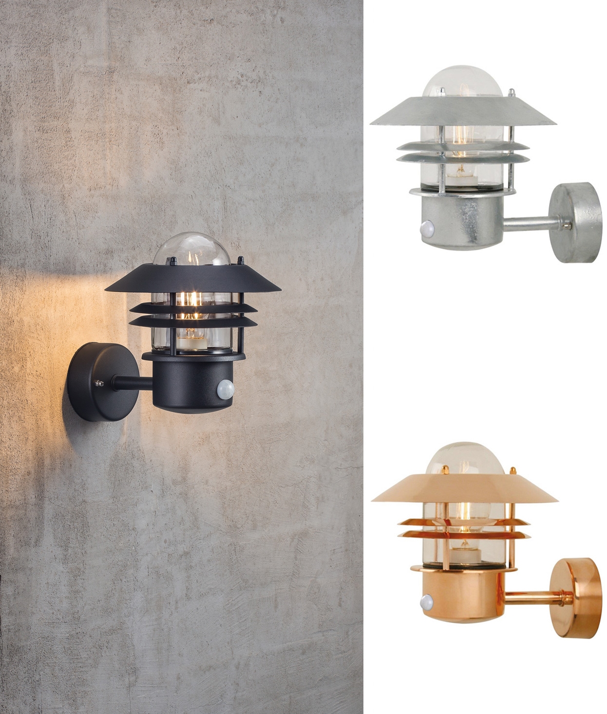 PIR Movement Sensor Operated Exterior Light with Scandinavian Louvre Design