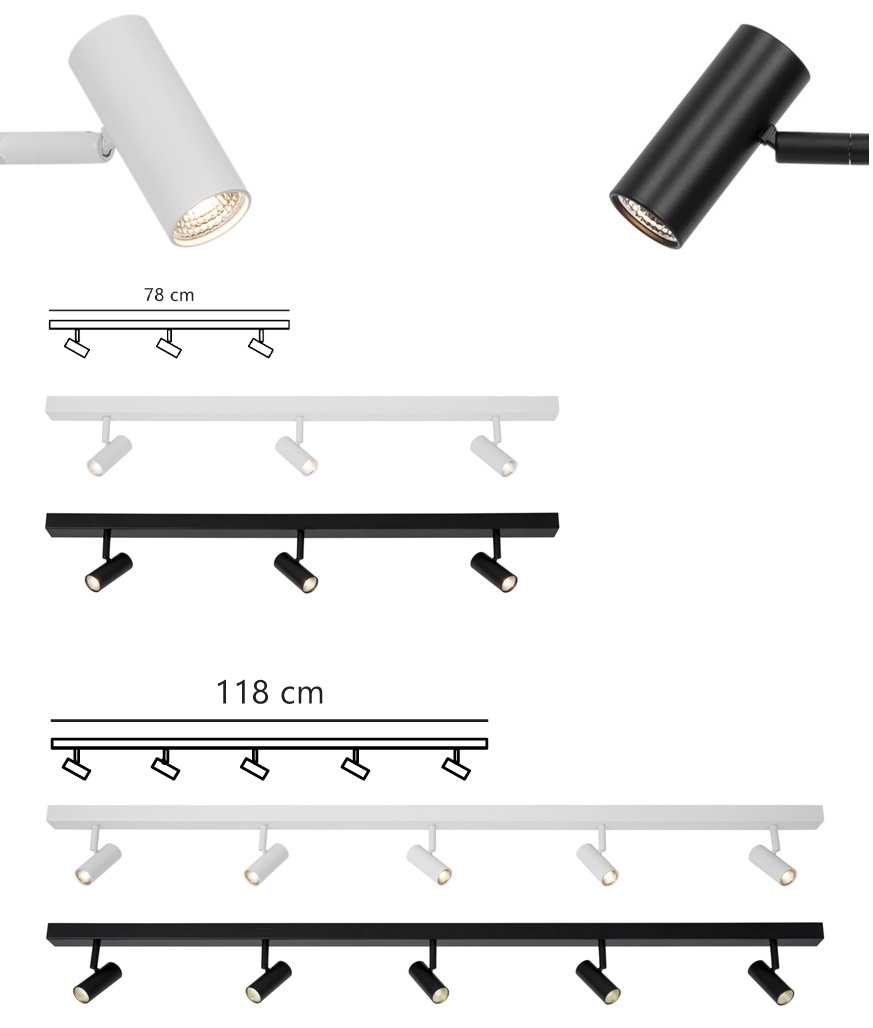 Quick and easy to install Long Spotlight bar with 3 or 5 LED lights