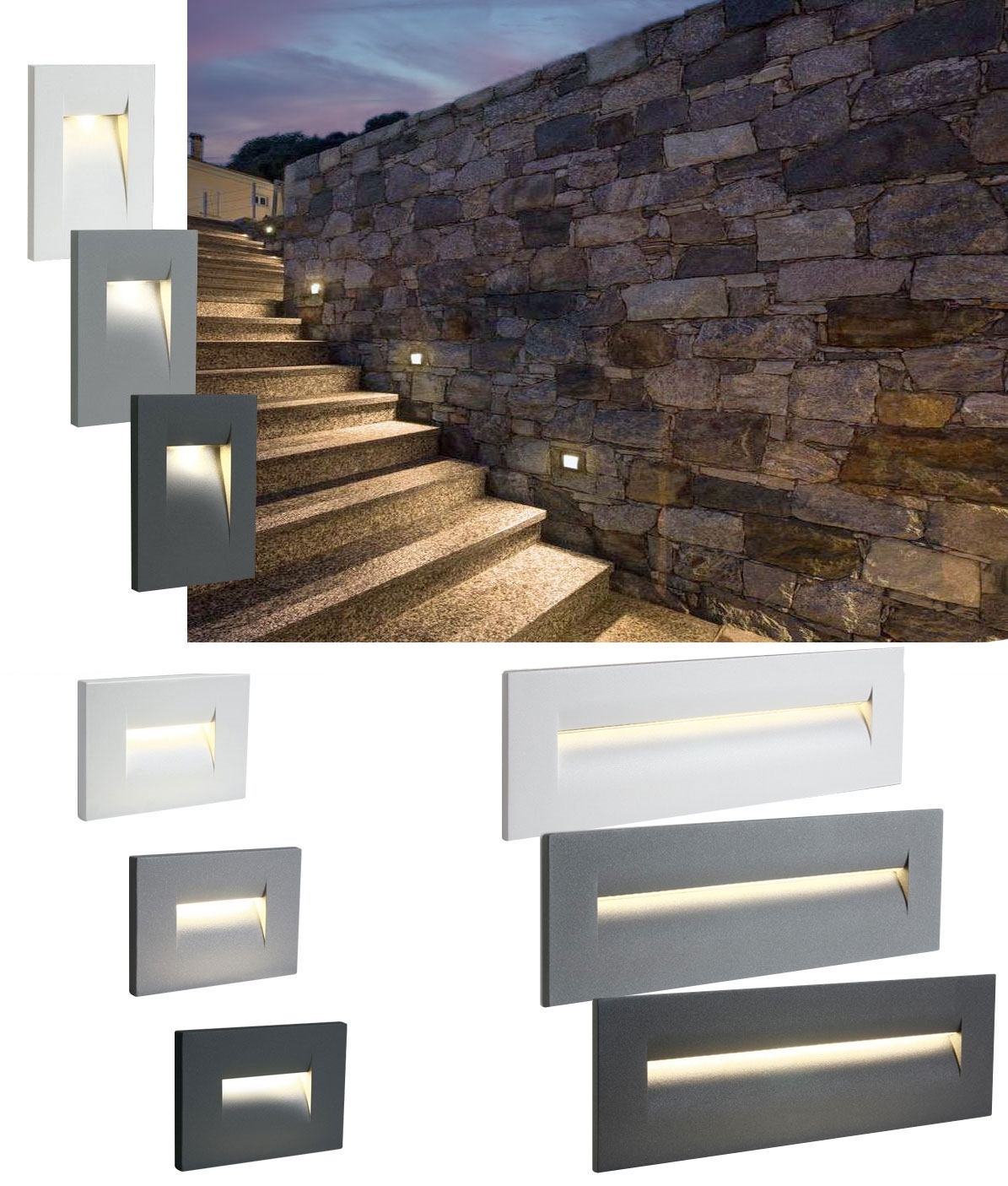 Mains-Powered Recessed Wall Downlight for Pathways, low-level lighting ...