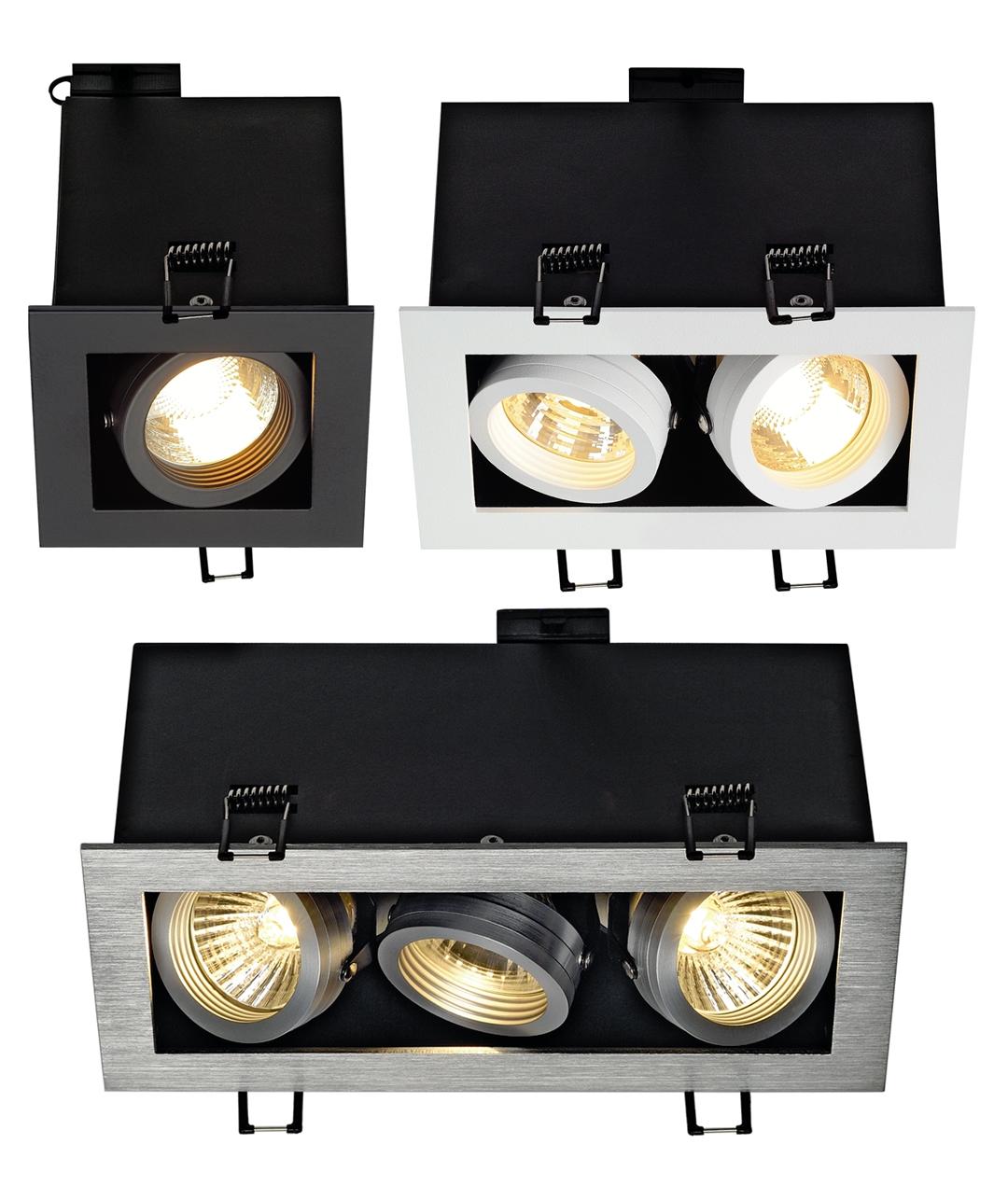 Adjustable Recessed Box GU10 Downlights - Single, Double and Triple - 3 ...