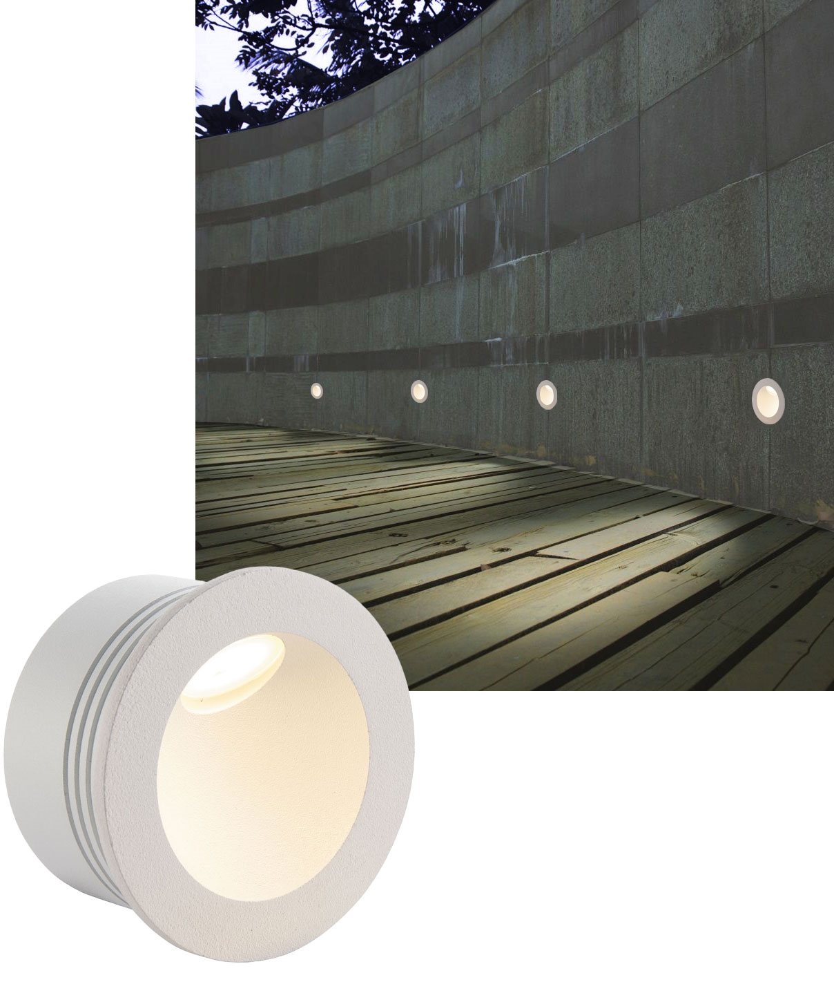 IP65 LED Low Level White Guide Light - 80mm Round Cool White LED
