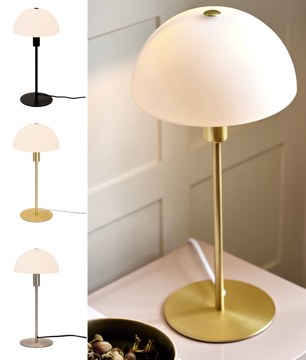 Glass Dome Shade Scandi Style Table Lamp