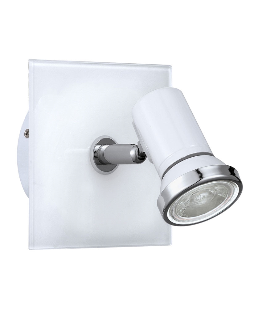 White Single Spotlight - Wall or Ceiling Mounted with polished chrome ...