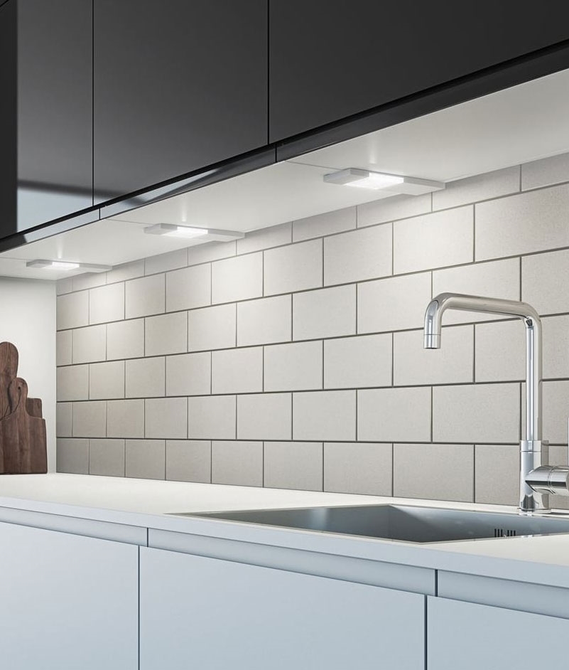 Slim Surface Mounted Under Cabinet Spot Lighting - Touch Dimming