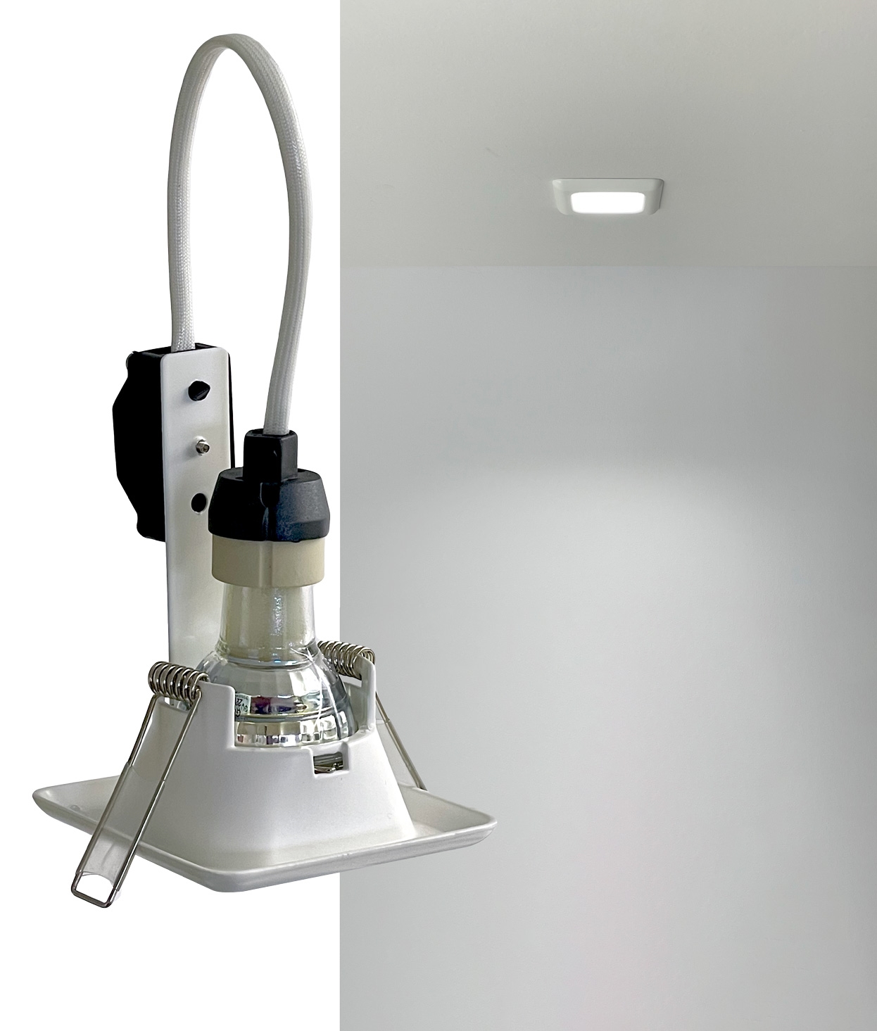 White Square Recessed Downlight - IP23 with Lamp Holders Included ...