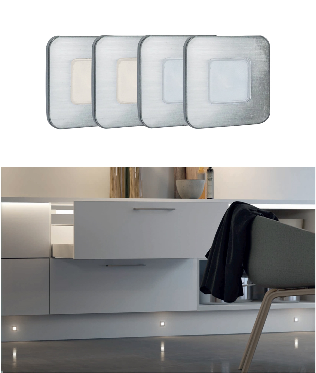 LED Square Plinth 4 Light Kit with Driver for Plug and Play Install