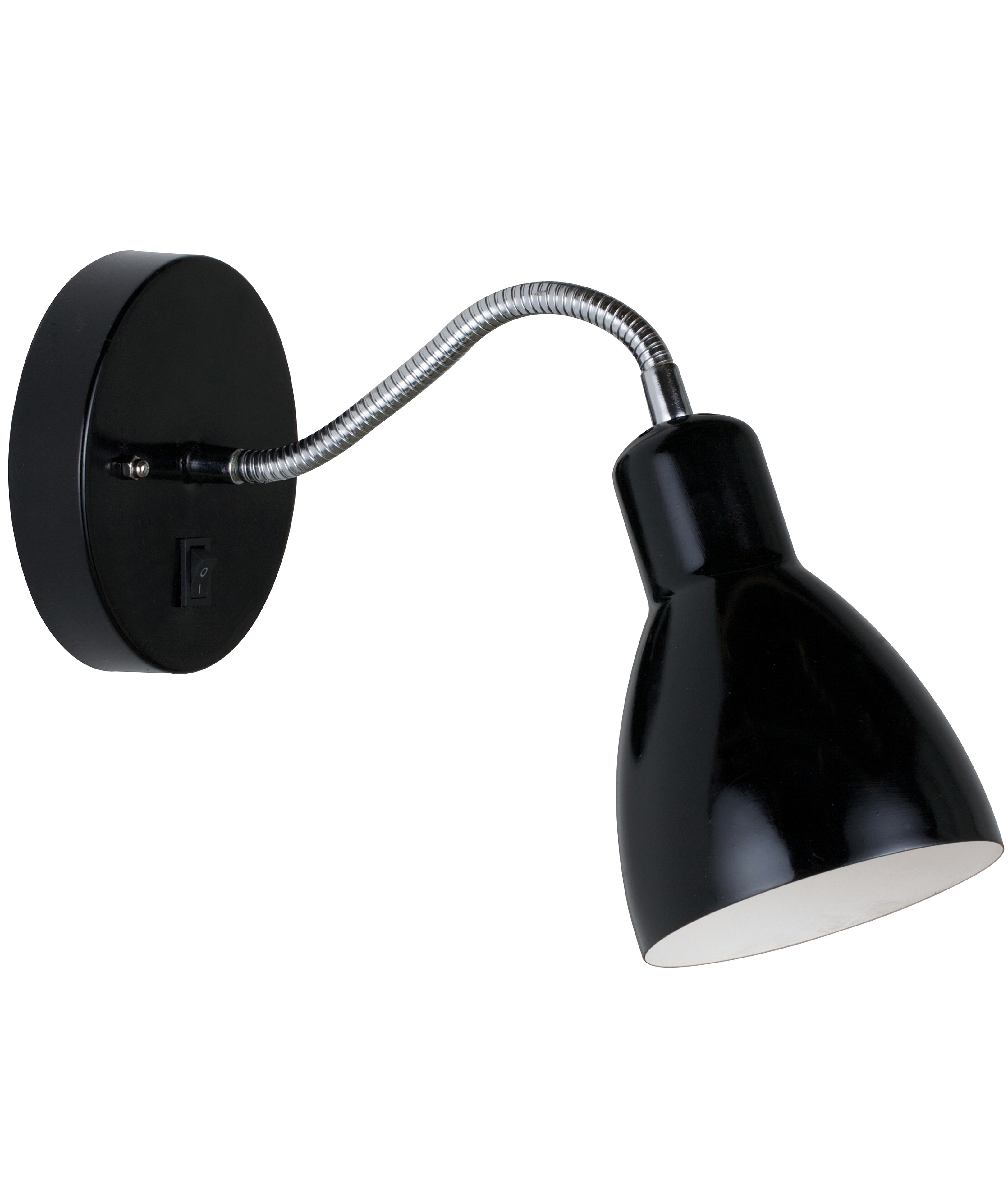 Adjustable Switched Wall Light in White or Black Metal
