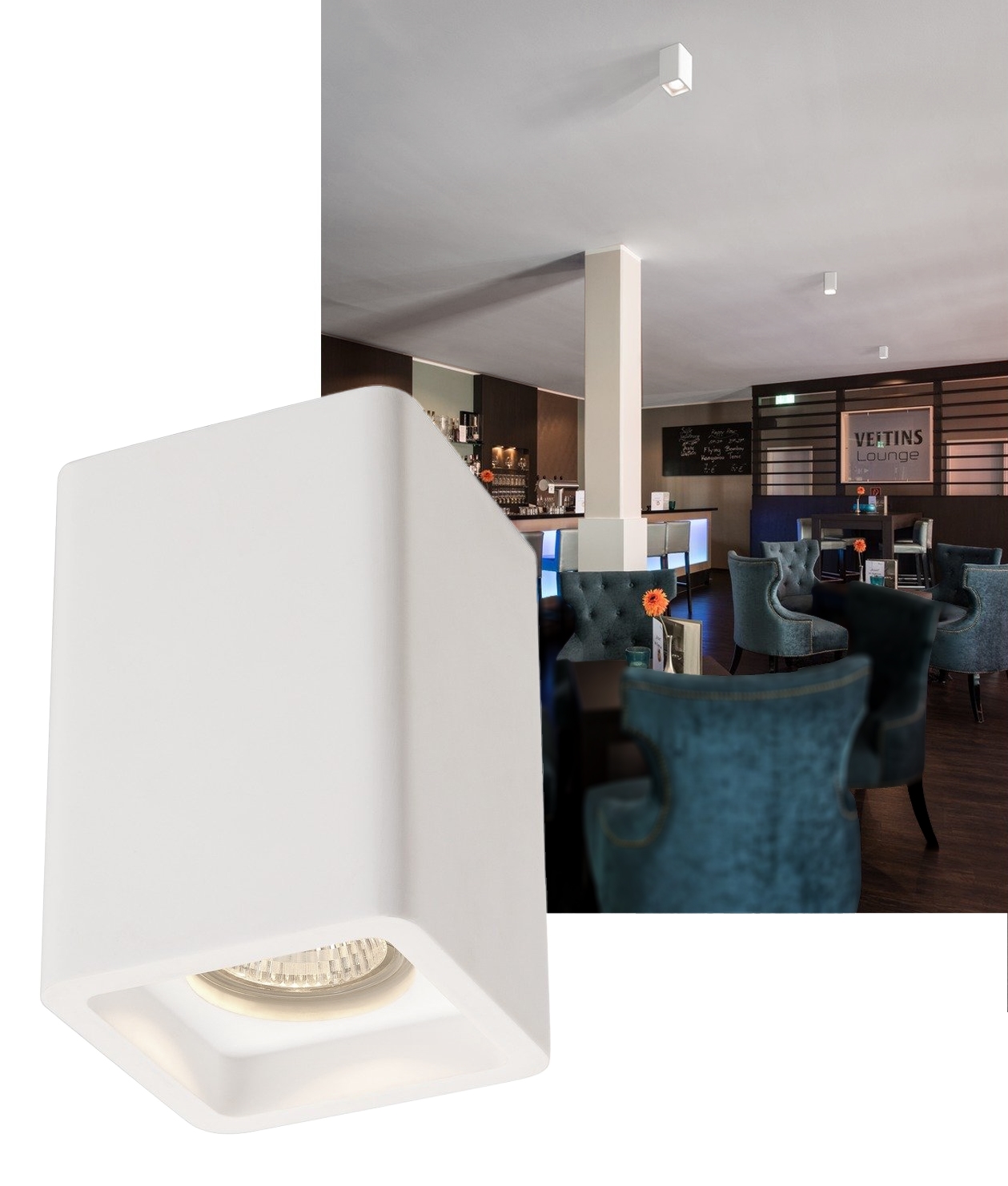 Surface Mounted GU10 Plaster Spotlight in White Finish