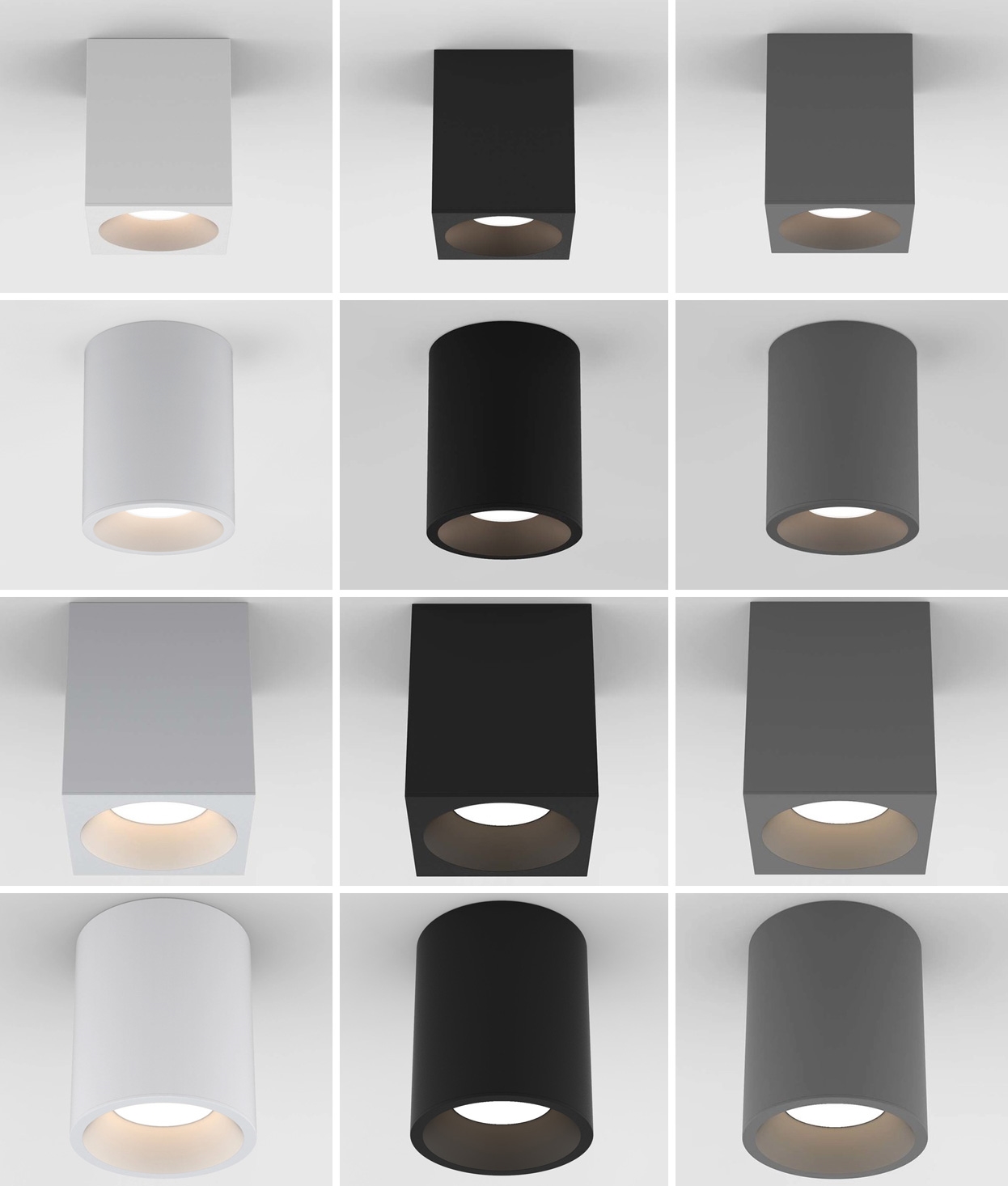 Fixed LED IP65 Surface Mounted Spotlight in Black, Grey or White