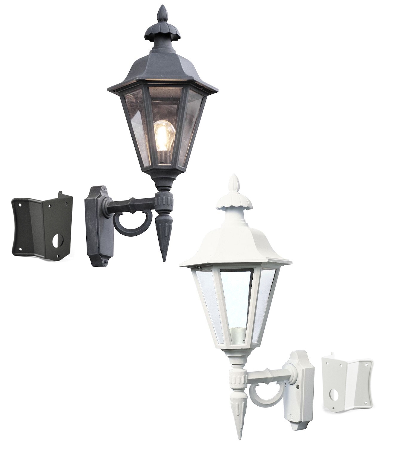 Handbuilt Exterior Lantern with Upright Bracket and Corner Mount Option