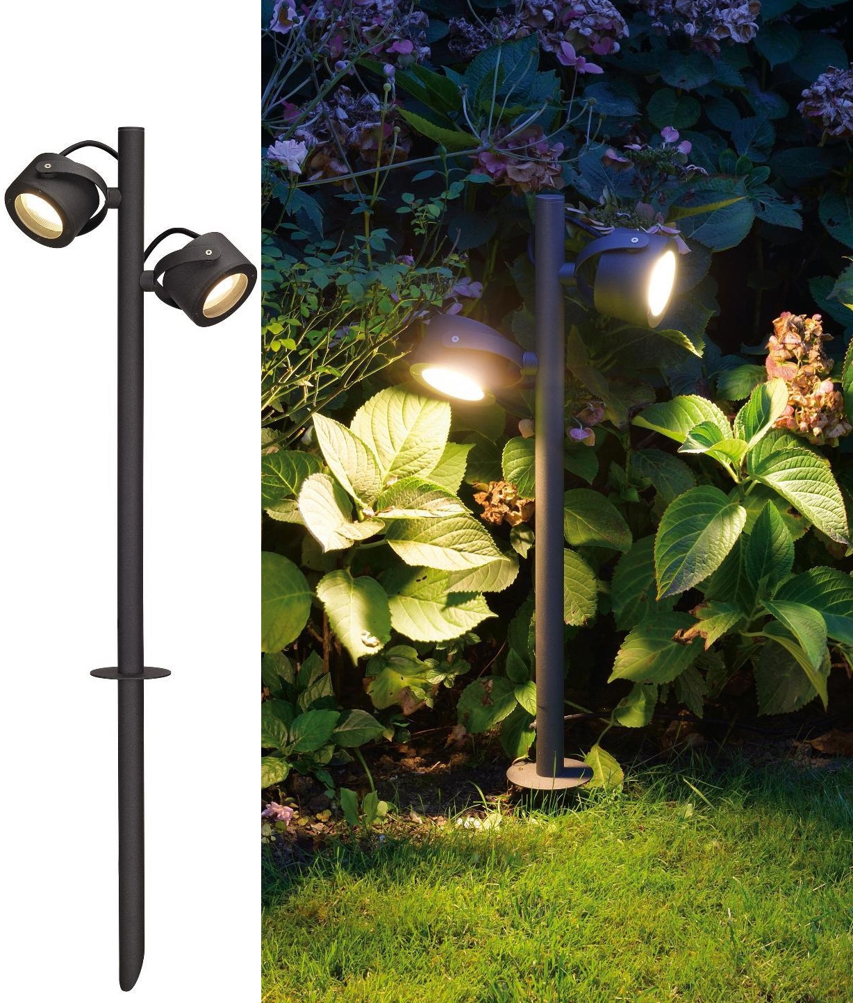 Black Adjustable Spike Mounted Path Light - Uses LED Lamps and Looks Great
