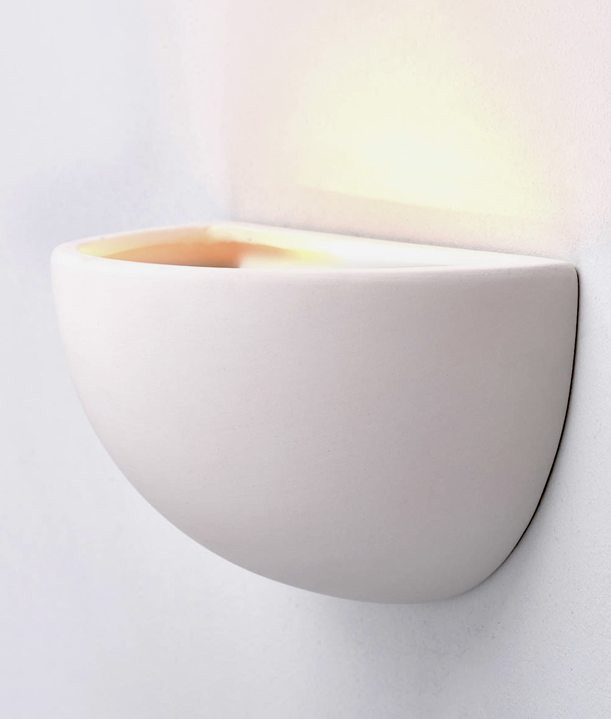 Unglazed Ceramic Wall Light - Half Moon Shape - Uplights
