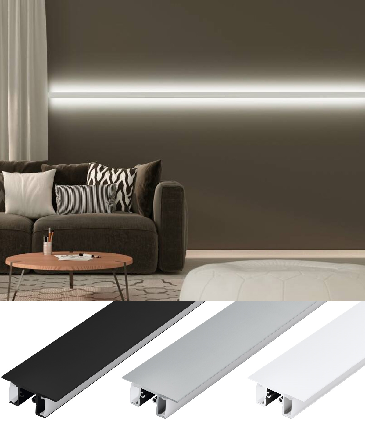 Easy Install Surface-Mounted Wallwashing Aluminium LED Profile - 2m for ...
