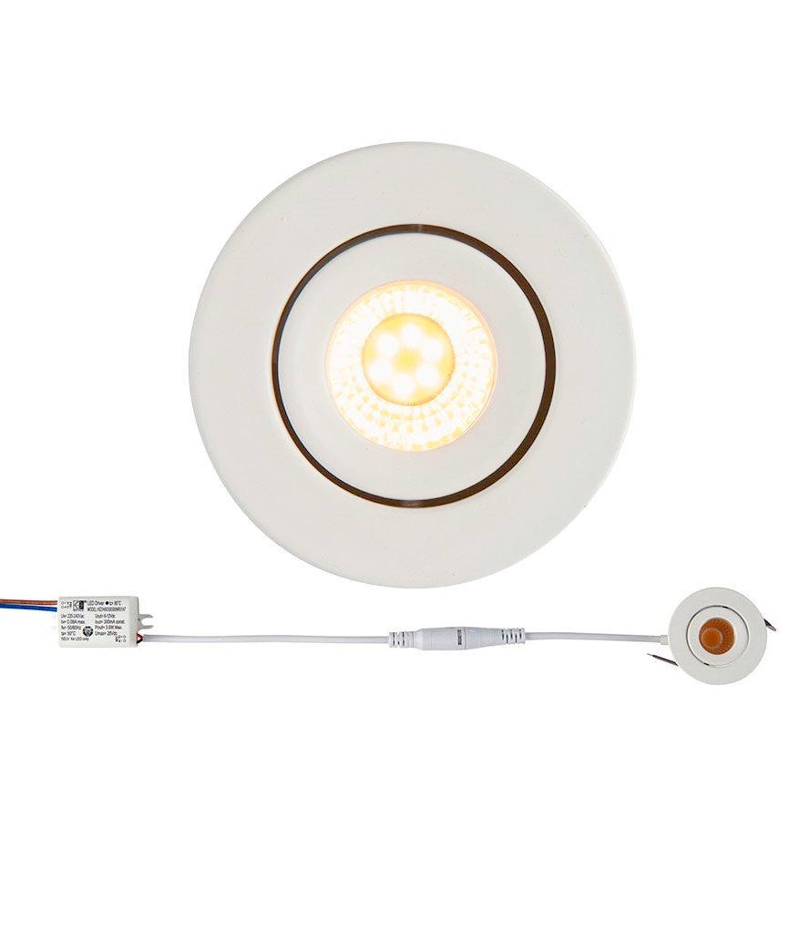 Compact Micro Tilt LED Downlight - 45mm Hole, Shallow 25mm Depth ...