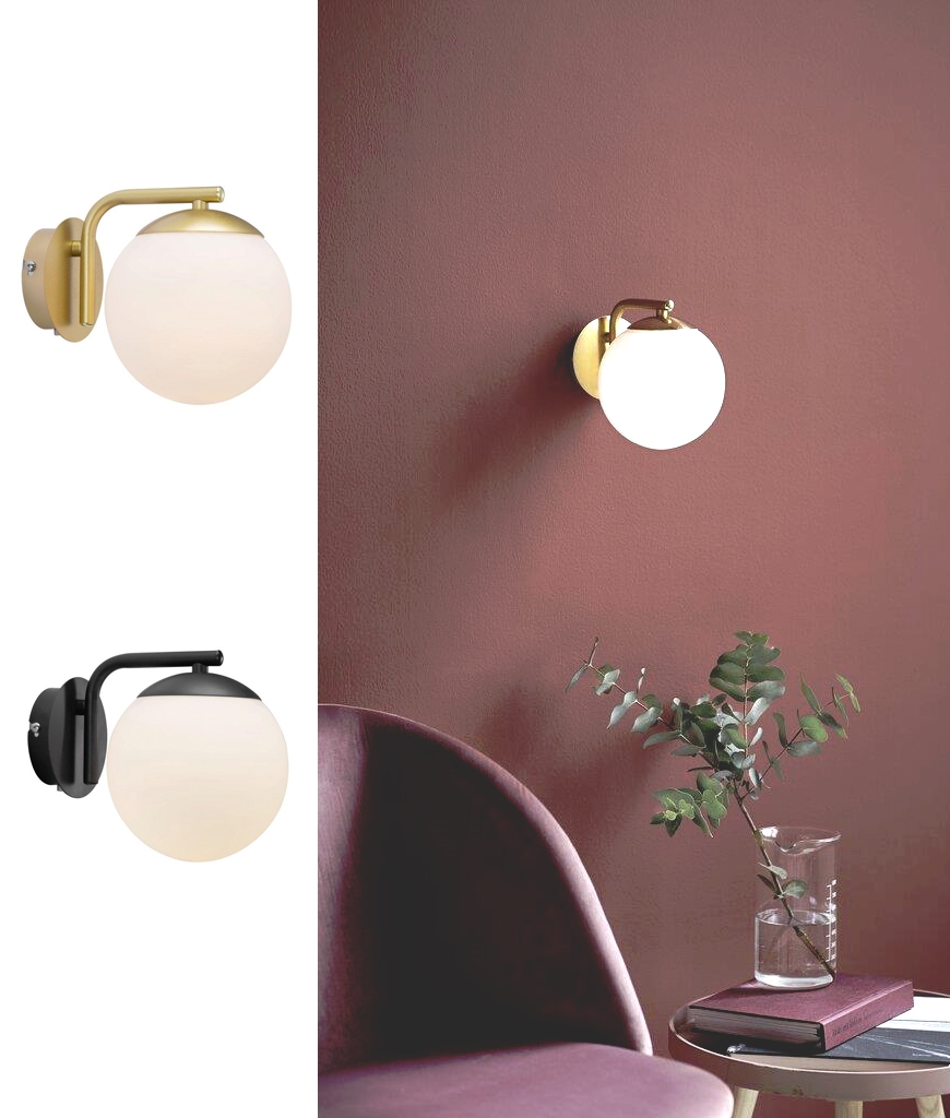 Wall Light with Globe Opal Glass