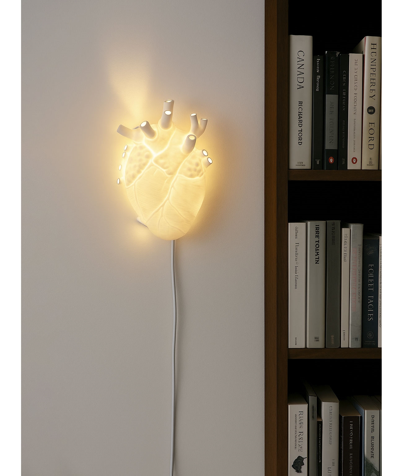 Illuminated White Heart Wall Light – Porcelain Statement Lighting