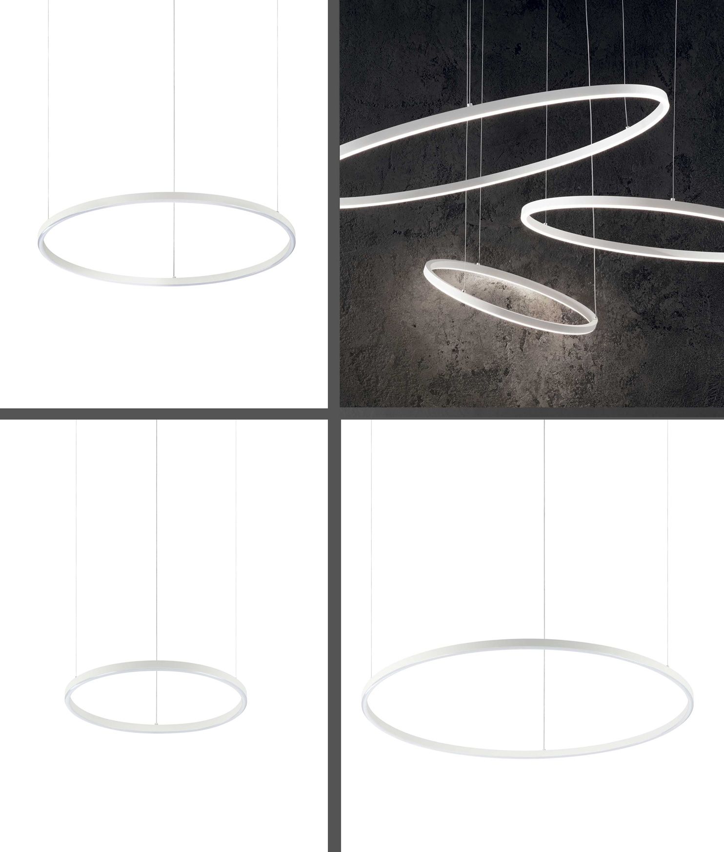 LED Slim Round Pendants Glowing Lightweight LED Ring Pendants on Wire ...